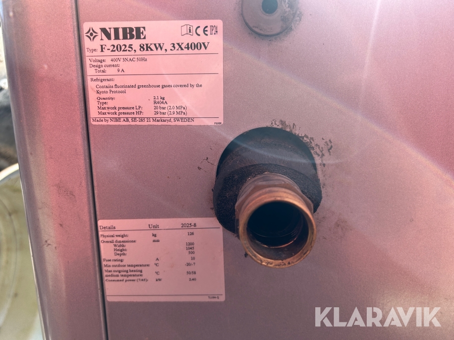 Värmepump Nibe F2025, Helsingborg, Klaravik auktioner