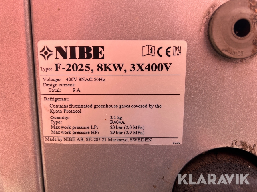 Värmepump Nibe F2025, Helsingborg, Klaravik auktioner
