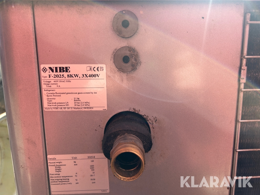 Värmepump Nibe F2025, Helsingborg, Klaravik auktioner