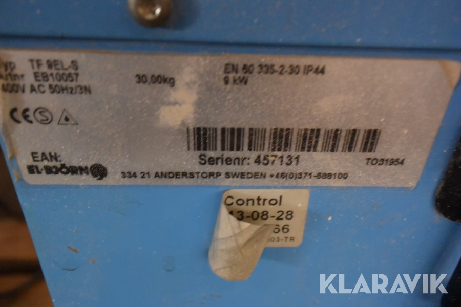 Klaravik Auktioner | Byggvärmare 2 styck Elbjörn TF 9EL 9 kw