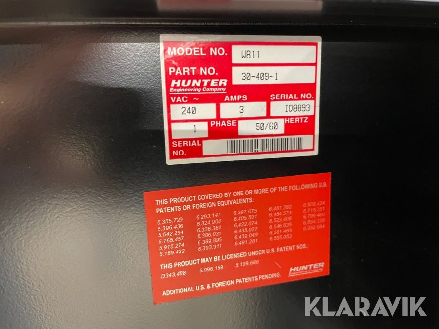 Hjulinställning Hunter DSP 600, Gagnef, Klaravik auktioner