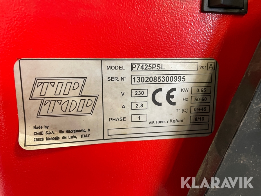 Däckbalanseringsmaskin Rema TipTop Probalance 7425 PSL, Krok