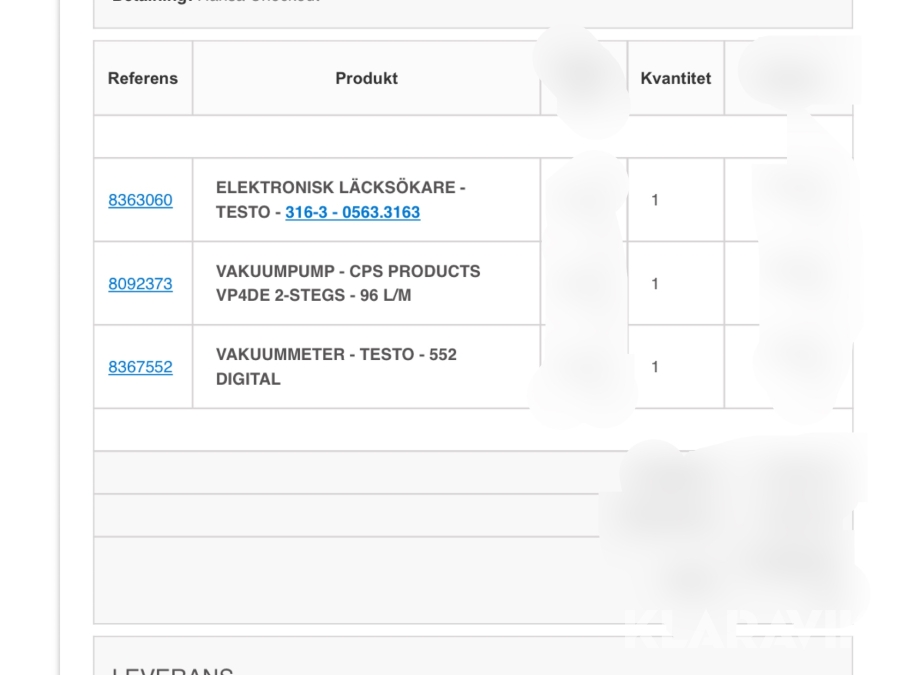 Läckagesökare, vakuummeter, Kompressor och vakuumpump, Uppla