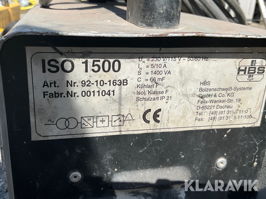 Svets HBS ISO1500, Ekerö, Klaravik auktioner