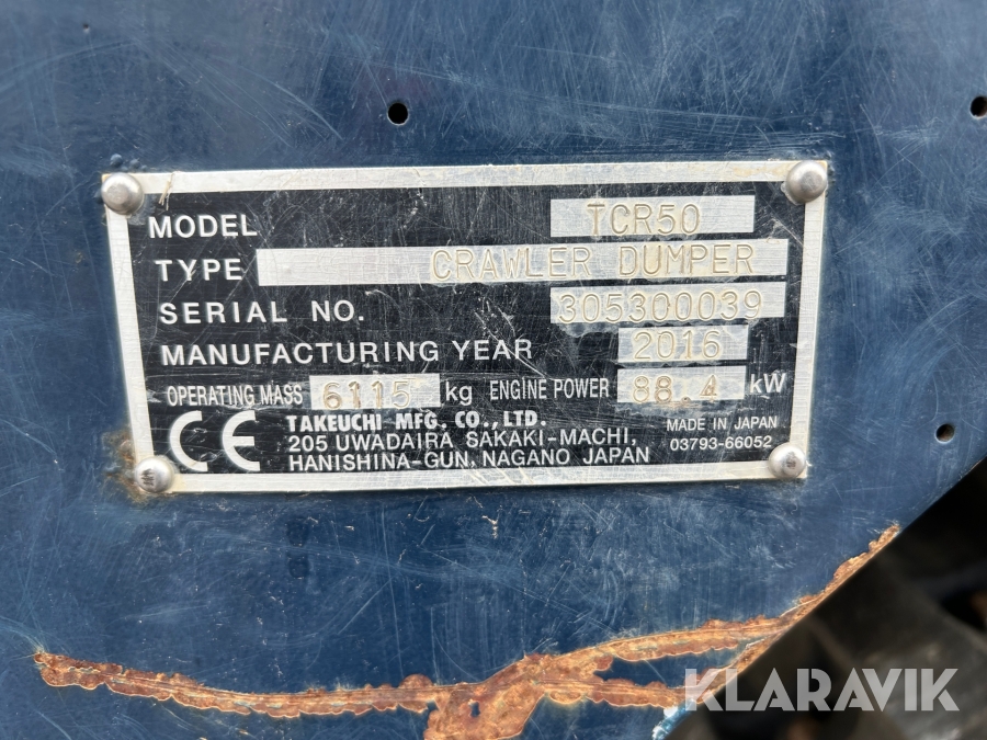 Dumper Takeuchi TCR50, Mark, Klaravik auktioner