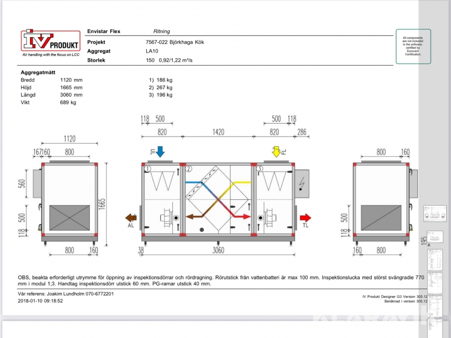 Fläktaggregat Envistar Flex 0,92 / 1,22m3/s