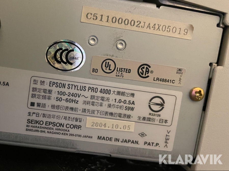 Skrivare Epson Stylus PRO 4000, Örnsköldsvik, Klaravik auk