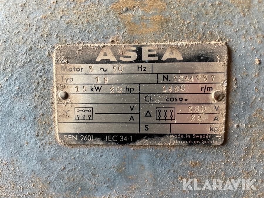 Elmotor med remskiva ASEA 18, Smedjebacken, Klaravik auktion
