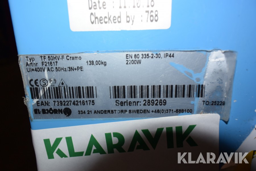 Klaravik Auktioner | Hetvatten aerotemper Elbjörn TF 50 HV