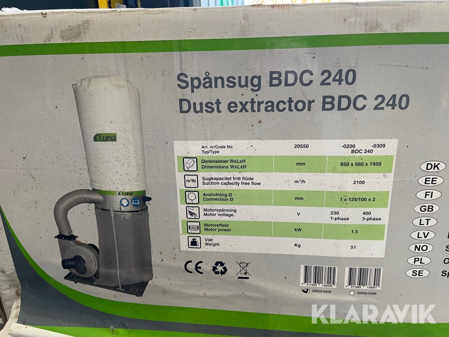 Klaravik Auktioner | Spånsug Luna BDC240