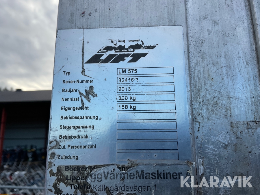 Lyft Alp-Lift LM 575, Jönköping, Klaravik auktioner