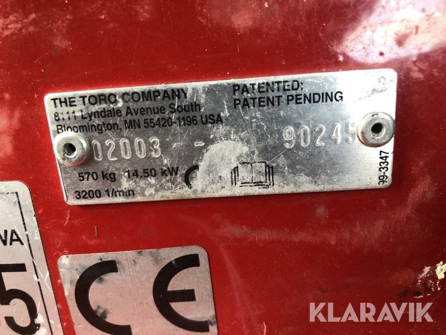 Klaravik Auktioner | Åkklippare Toro Grounds Pro 2000
