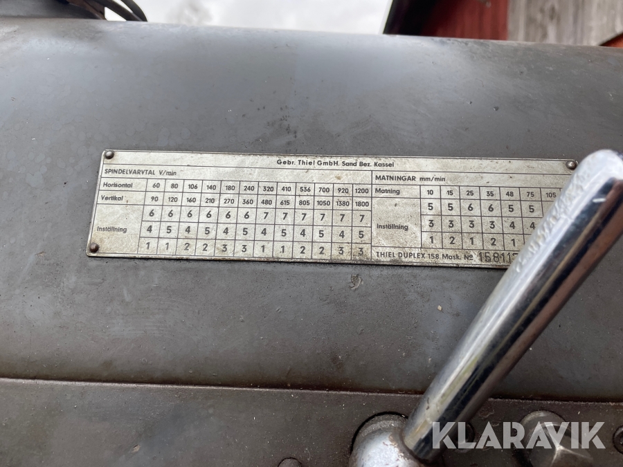 Klaravik Auktioner | Universalfräs Thiel Duplex 158