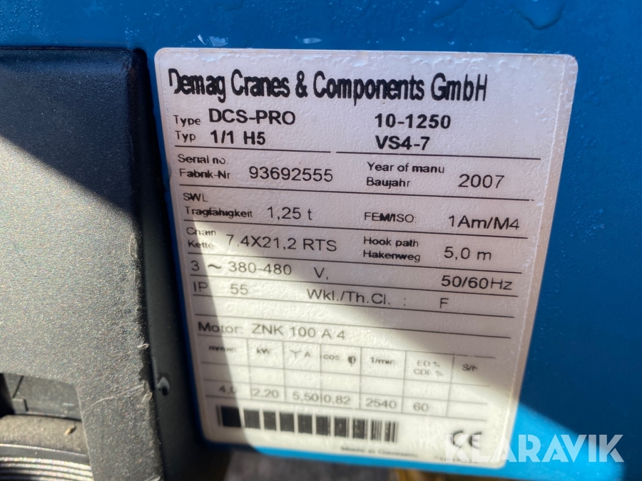 Travers Demag DCS-PRO 10-1250, Båstad, Klaravik auktioner