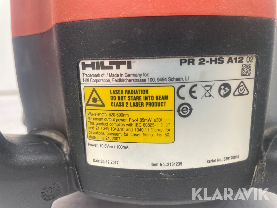 Planlaser & lasermottagare Hilti PR2-HS ,PRA20, Svalöv,