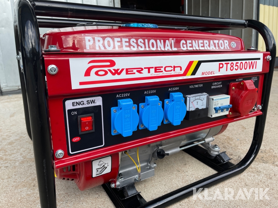 Generator Powertech PT 8500 WI, Svenljunga, Klaravik auktion