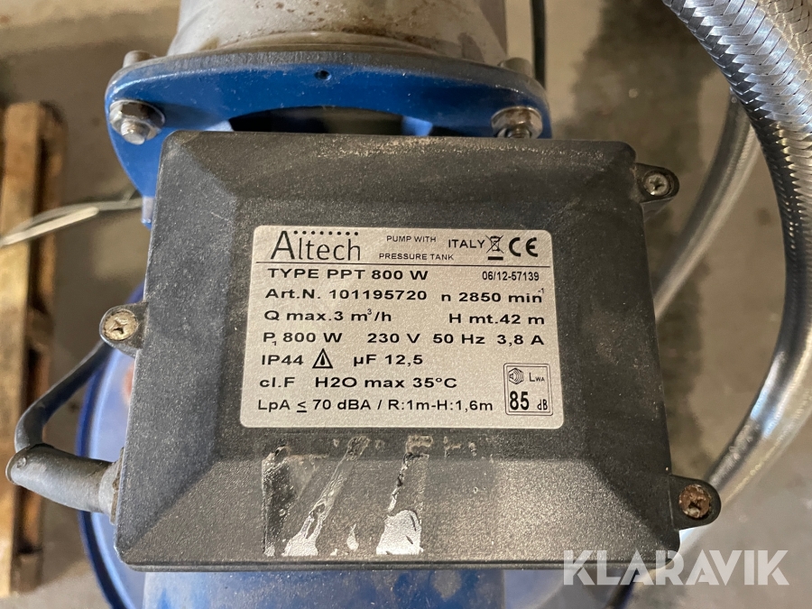 Hydroforpump Altech PPT 800W, Halmstad, Klaravik auktioner