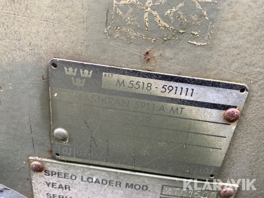 Kranflak Hiab kran, Katrineholm, Klaravik auktioner