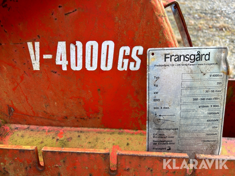 Lunningsvinsch Fransgård V-4000 GS, Tranemo, Klaravik auktio