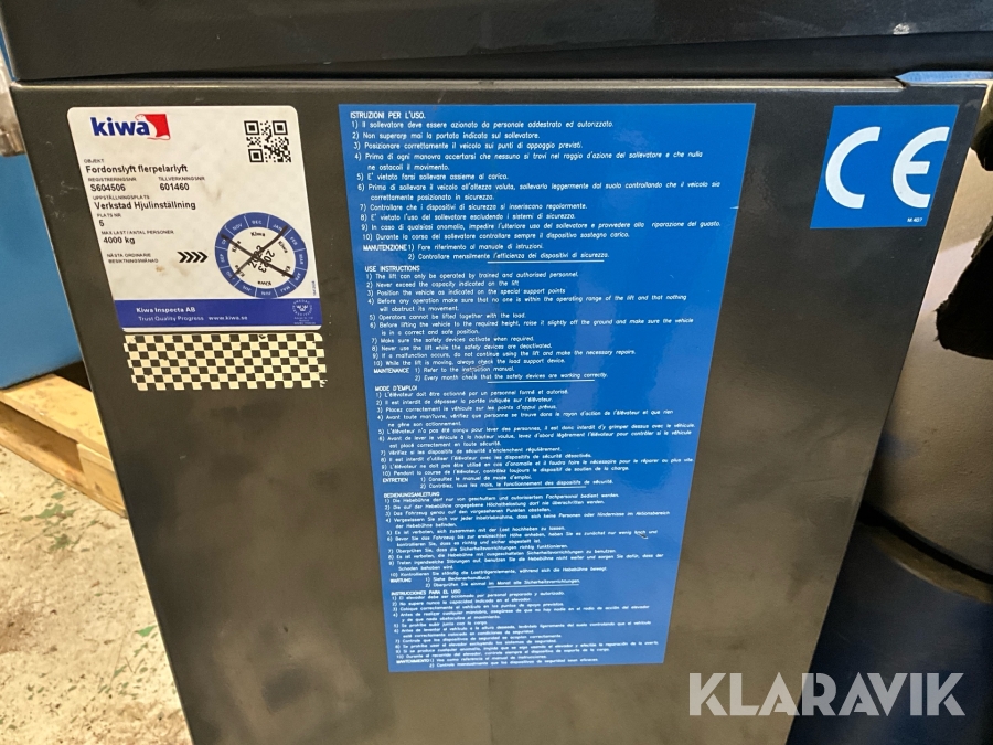 Fordonslyft Saturnus 40R, Eskilstuna, Klaravik auktioner