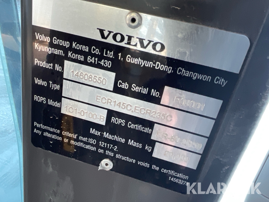 Grävmaskin Volvo ECR235CL, Bollnäs, Klaravik auktioner