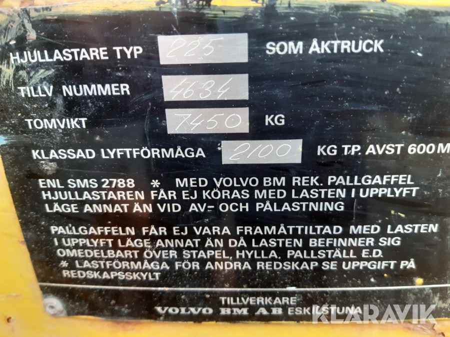 Baklastare Volvo 225