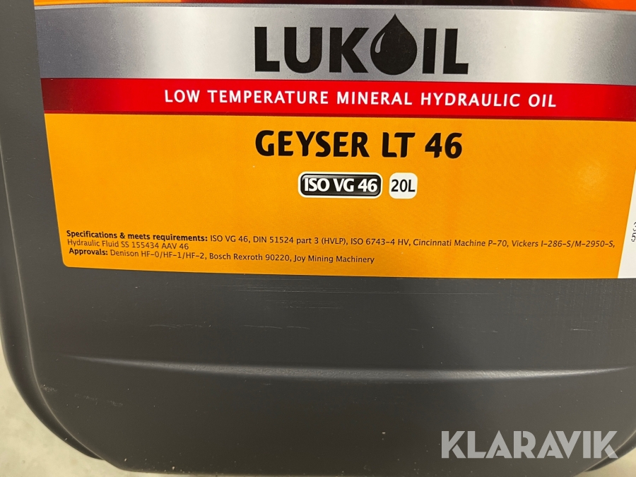 Hydraulolja Lukoil Geyser LT 46, Järfälla, Klaravik auktione