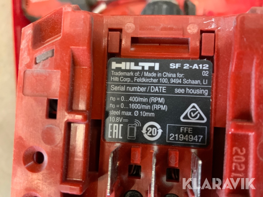 Skruvdragare Hilti SF 2-A12 och SFD 2-A12, Umeå, Klaravik au