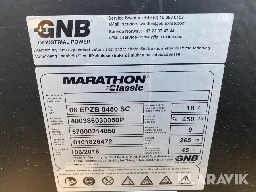 Batteri GNB 06 EPZB 0450 SC Nytt