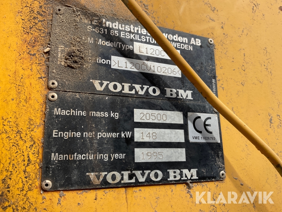 Hjullastare Volvo L120C, Ovanåker, Klaravik auktioner