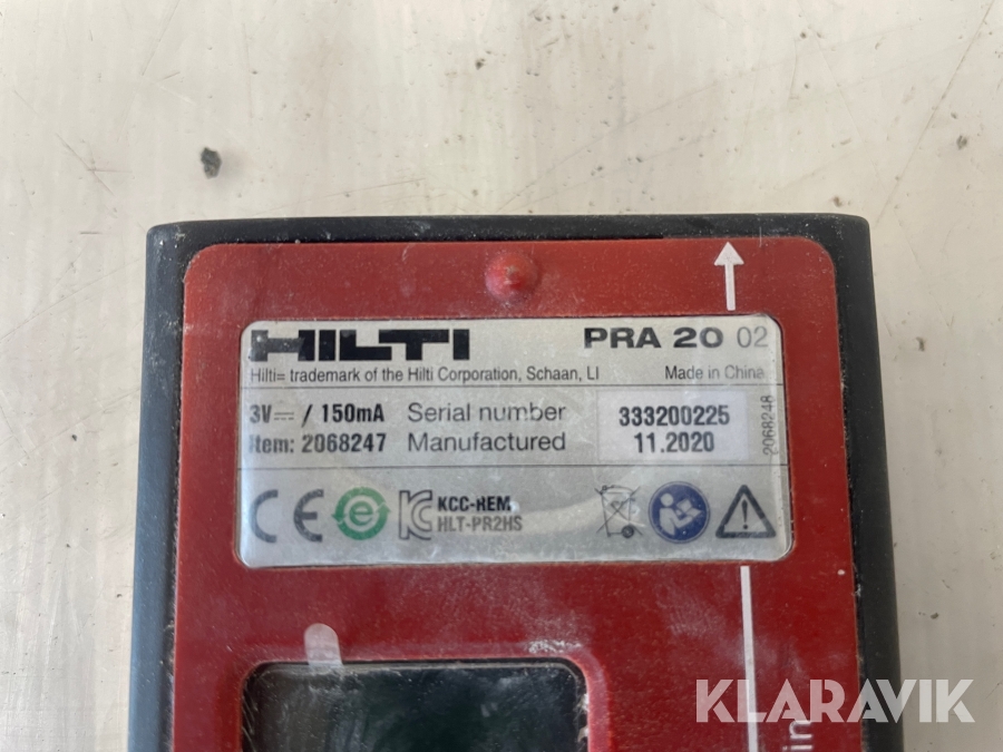 Planlaser & lasermottagare Hilti PR2-HS , PRA20, Svalöv, Kla