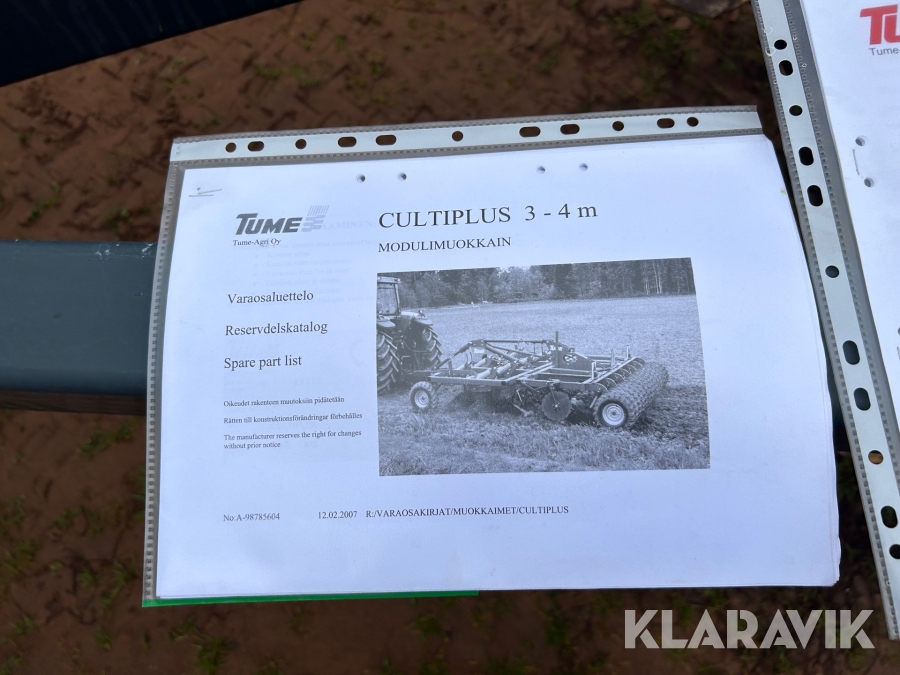 Kultivator Tume Cultiplus 4000 & Cultipack 4001, Leksand, Kl
