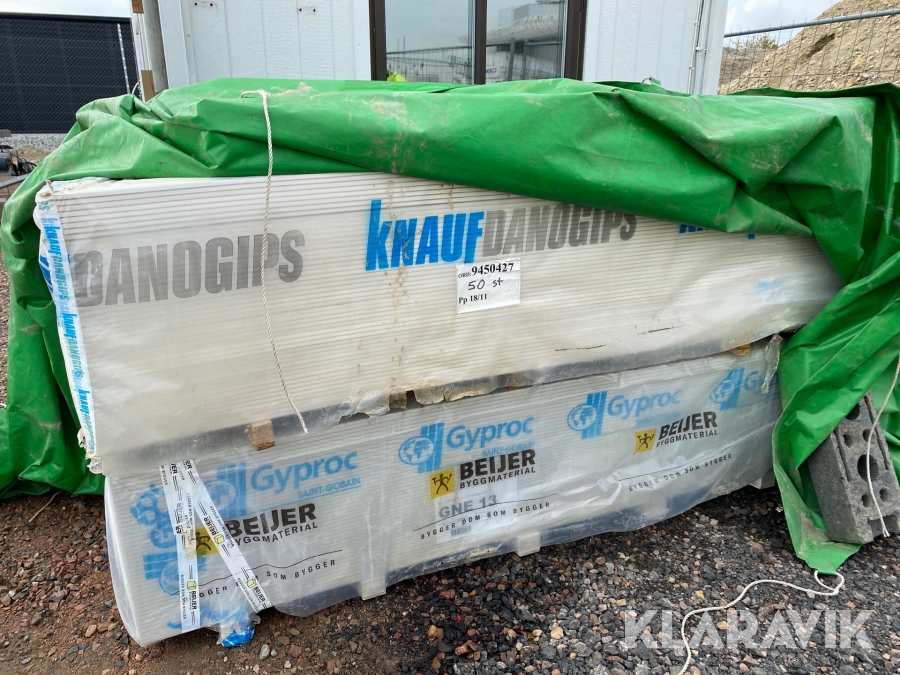 Klaravik Auktioner | Parti med Gips ca 90st skivor Gyproc Normal Ergo ...