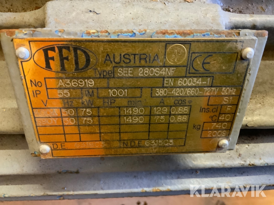 Elmotor FFD SEE 280S4NF, Umeå, Klaravik auktioner