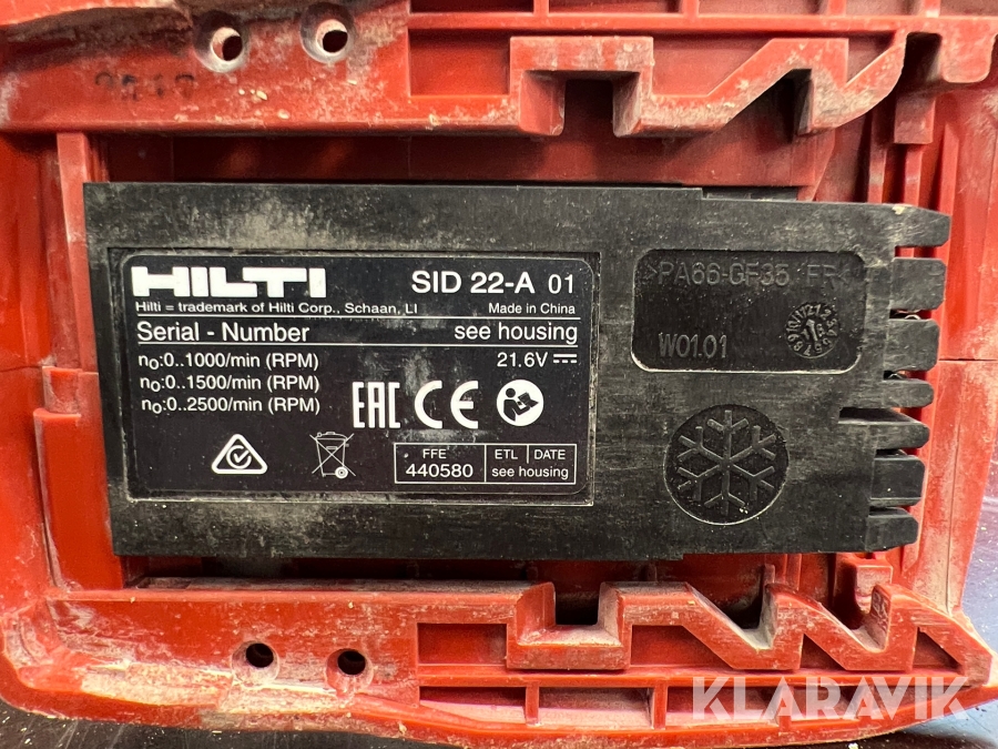 Slagskruvdragare Hilti SID 22-A, Svalöv, Klaravik auktioner