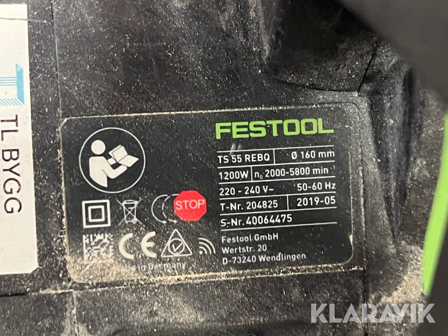 Sänksåg med skena Festool TS55 REBQ, Upplands Väsby, Klar