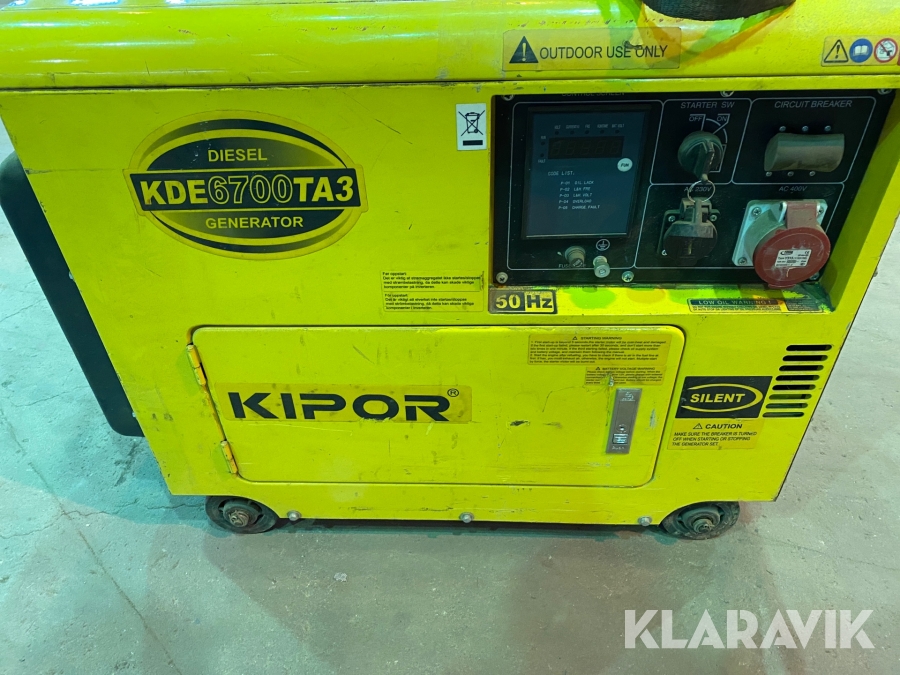 Klaravik Auktioner | Elverk Kipor KDE6700TA3