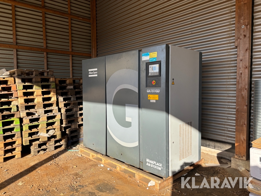 Kompressor Atlas Copco GA75VSD, Örebro, Klaravik auktioner