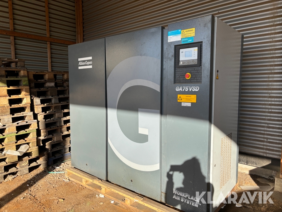 Kompressor Atlas Copco GA75VSD, Örebro, Klaravik auktioner