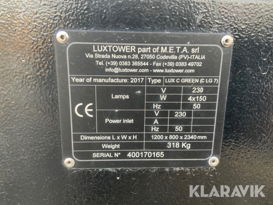 Belysningsmast teleskop på hjul TSR-lightning 7meter LED, Es