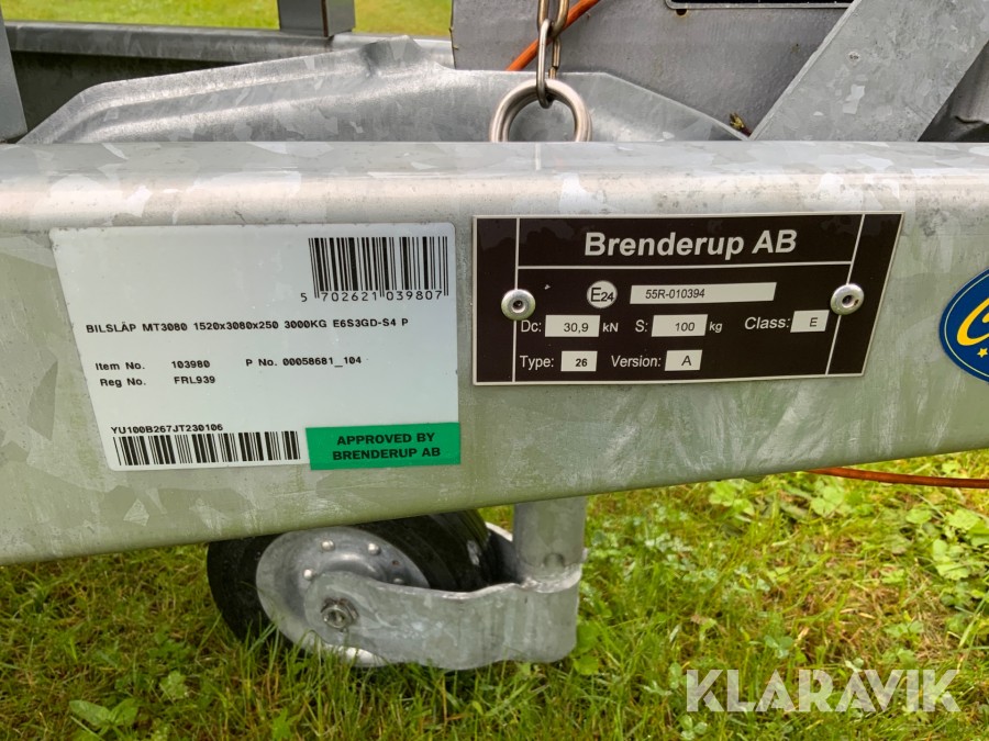Personbilssläp Brenderup MT 3000