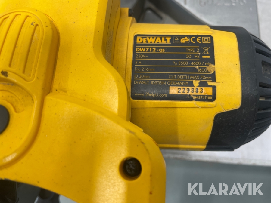 Kap & gersåg DeWalt DW712, Svalöv, Klaravik auktioner
