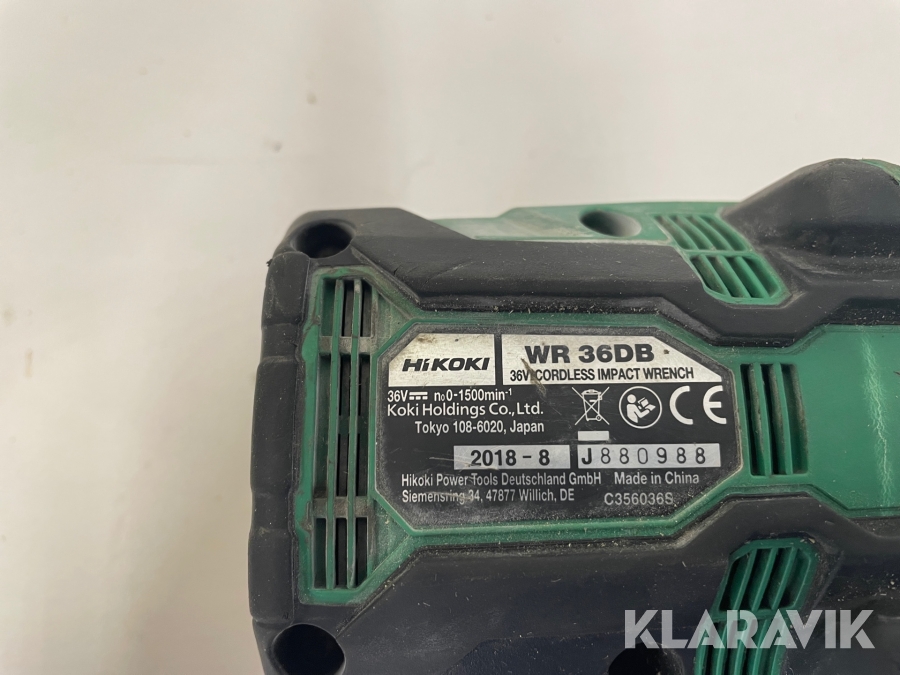 Klaravik Auktioner | Mutterdragare batteri Hikoki WR36DB
