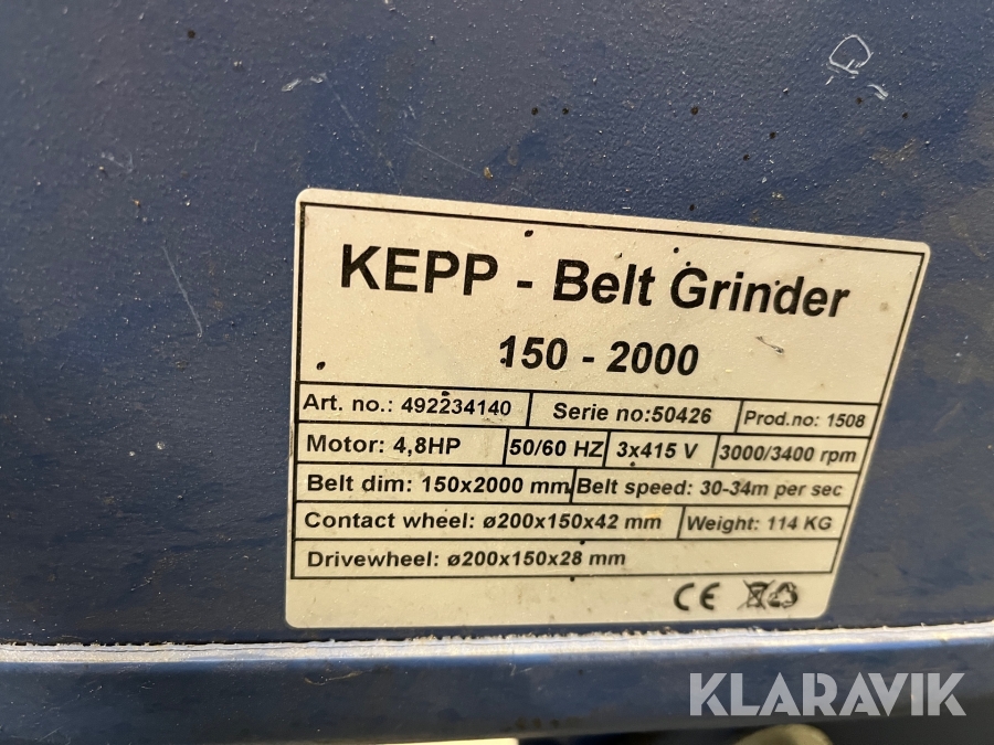 Bandslip Kepp 150-2000, Gislaved, Klaravik auktioner