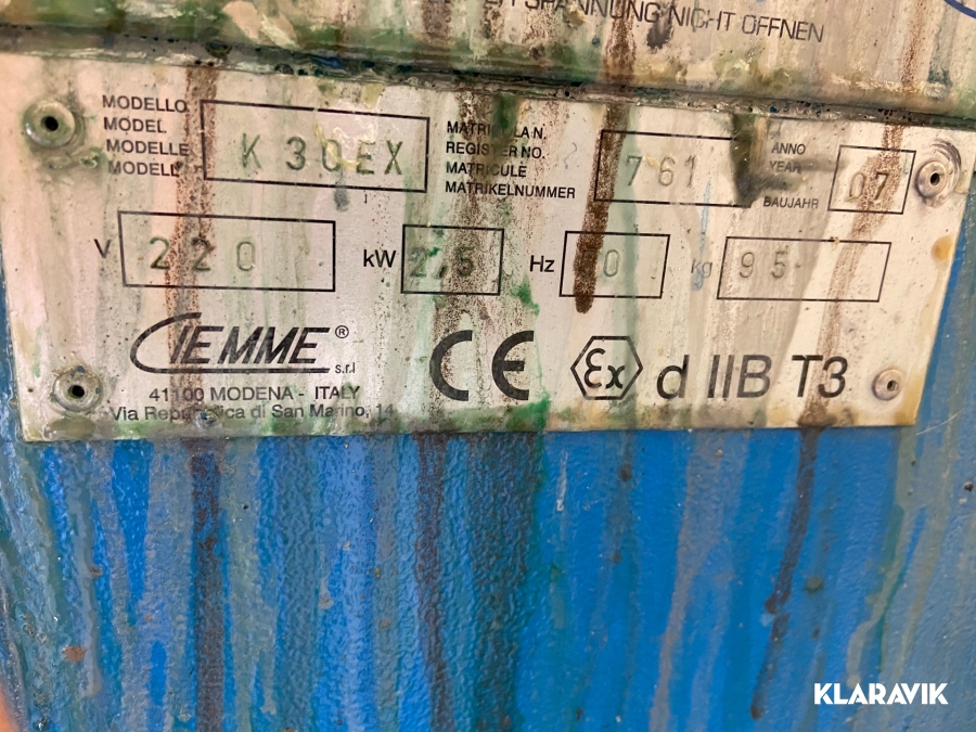 Återvinningsanläggning lösningsmedel Esska Ciemme K30ex