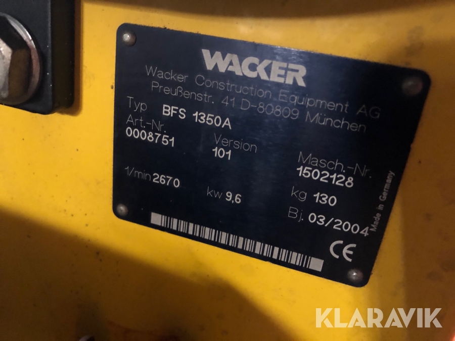 Klaravik Auktioner | Golvsåg Wacker Bfs1350