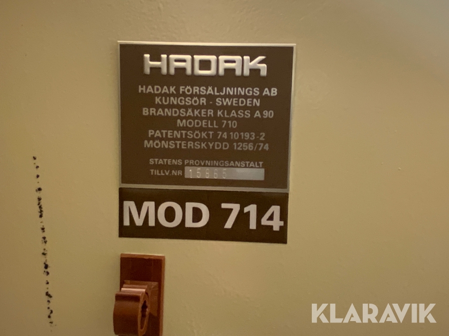 Klaravik Auktioner | Kassaskåp Hadak Mod 714