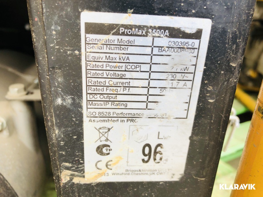 Generator / Elverk Promax 3500