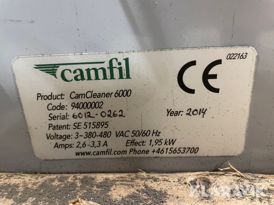 Luftfilter Camfil CamCleaner 6000, Lidköping, Klaravik aukti