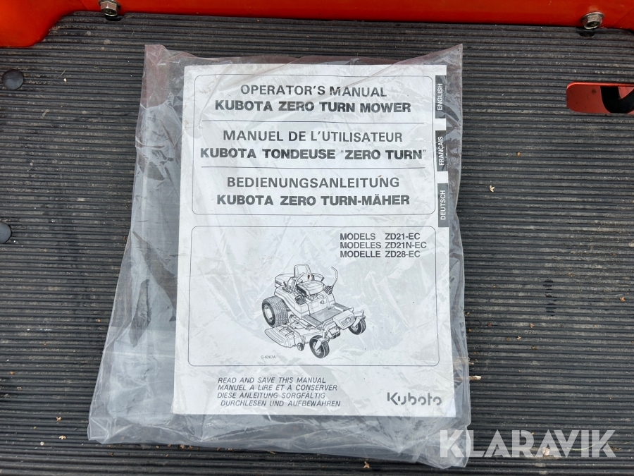 Åkgräsklippare Kubota ZD21-EC, Mark, Klaravik auktioner
